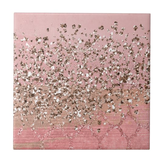 Pink Blush Glitter Moroccan Indian Princess Glam Ceramic Tile | Zazzle.com