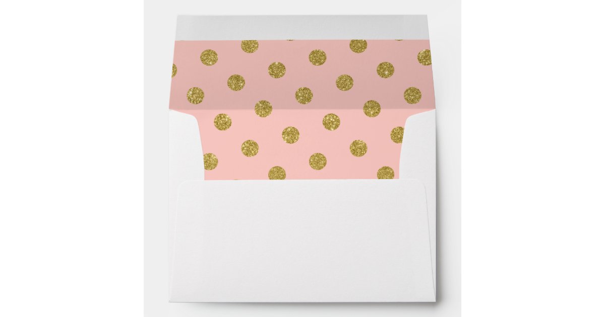 Pink Blush Gold Glitter Polka Dot Pattern Envelope | Zazzle