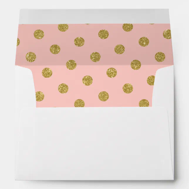 Pink Blush Gold Glitter Polka Dot Pattern Envelope | Zazzle