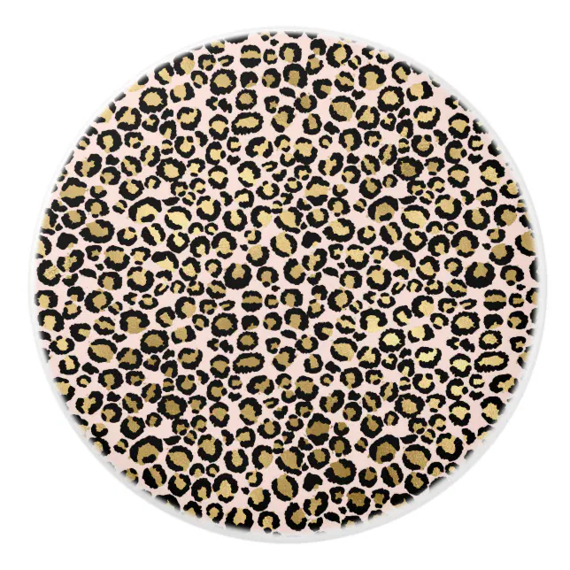 Pink Blush Gold Leopard Print Ceramic Knob | Zazzle