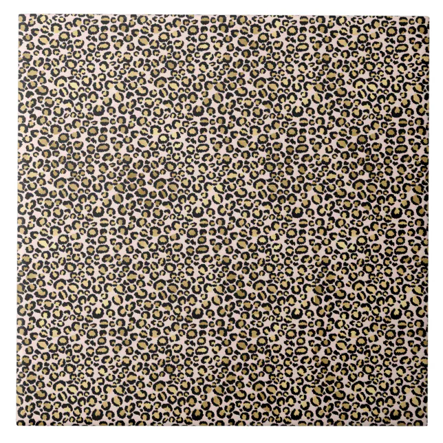 Pink Blush Gold Leopard Print Ceramic Tile | Zazzle