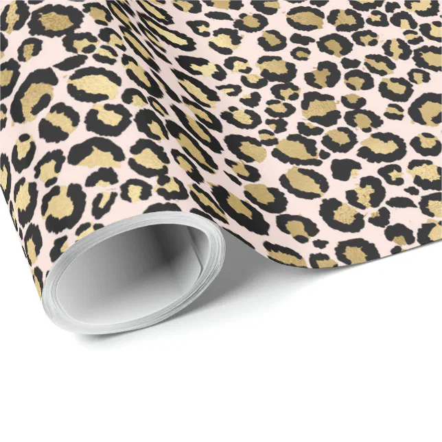 Pink Blush Gold Leopard Print Wrapping Paper | Zazzle