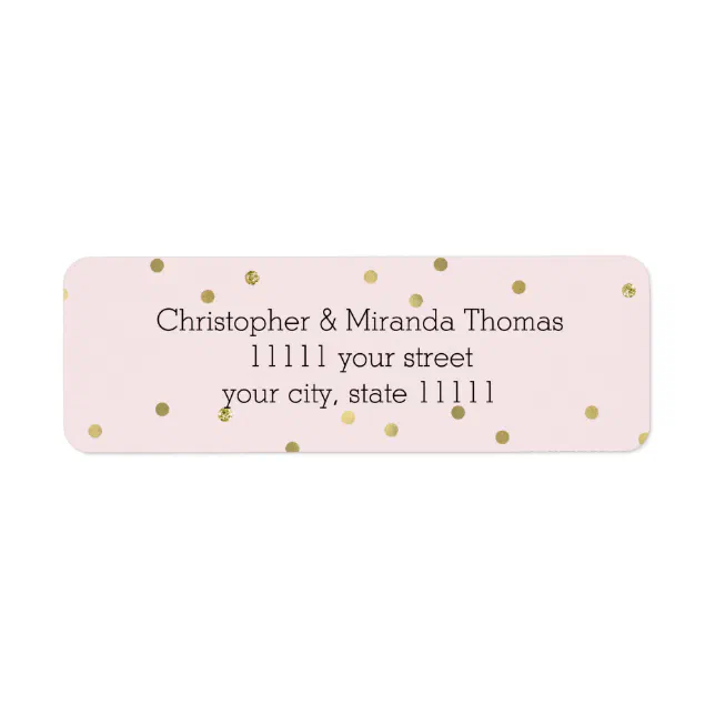 Pink Blush Gold Sparkle Confetti Personalized Label | Zazzle