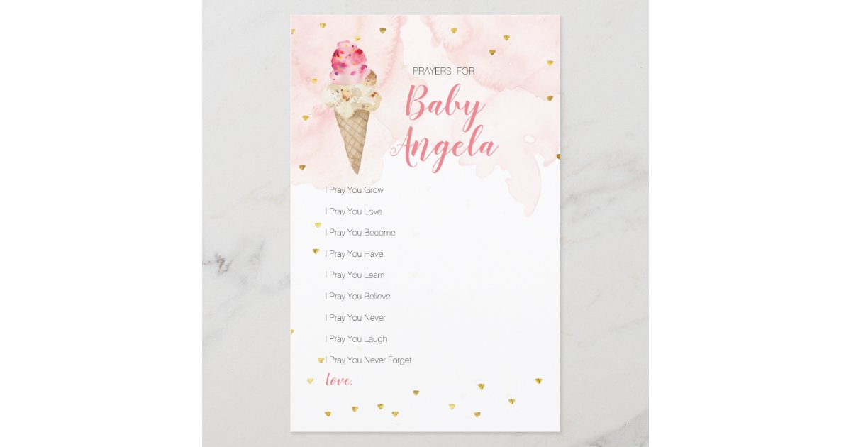 Pink Blush ice cream Glitter Prayers for Baby | Zazzle