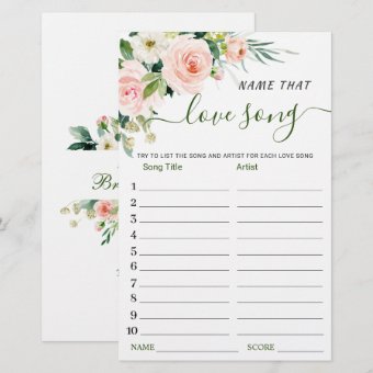 Pink Blush Name that Love Song Bridal Shower Game | Zazzle