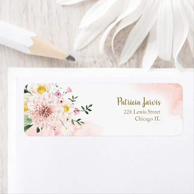 Pink Blush Watercolor floral Label | Zazzle