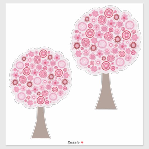Pink Bohemian Tree Art Illustration Painting Sticker | Zazzle