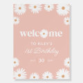 Pink Boho Daisy Birthday Party Welcome Sign | Zazzle