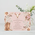 Pink Boho Floral Western Wedding Invitation | Zazzle
