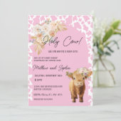 Pink Boho Holy Cow Girl Baby Shower Invitation | Zazzle