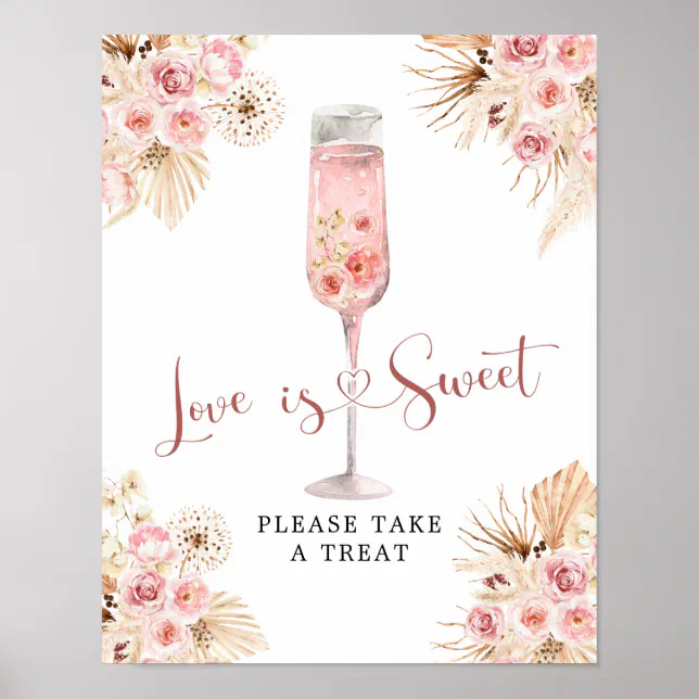 Pink Boho Rose Soiree Love is Sweet Sign | Zazzle