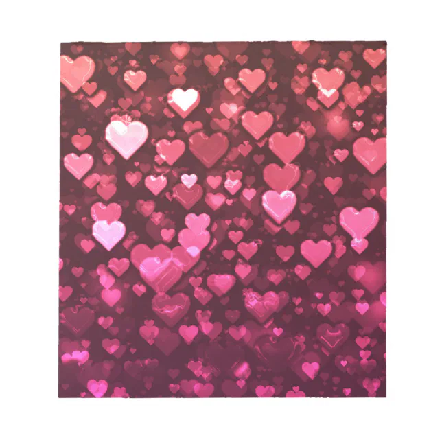 Pink Bokeh Hearts Digital Background Wallpaper Notepad | Zazzle
