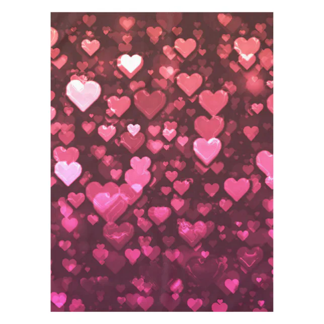 Pink Bokeh Hearts Digital Background Wallpaper Tablecloth | Zazzle