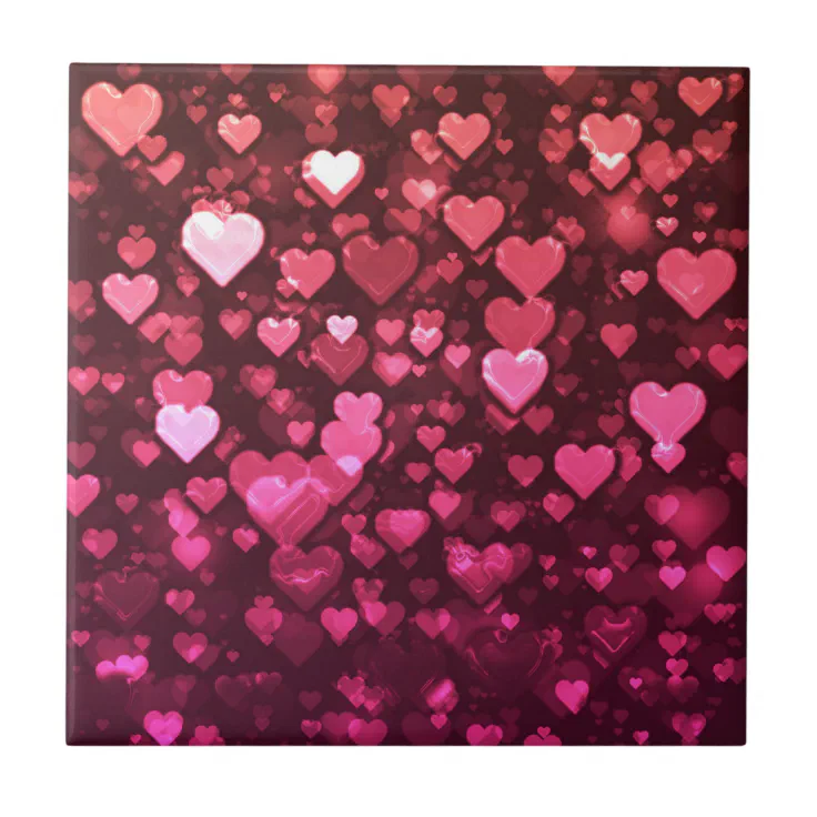 Pink Bokeh Hearts Digital Background Wallpaper Tile | Zazzle