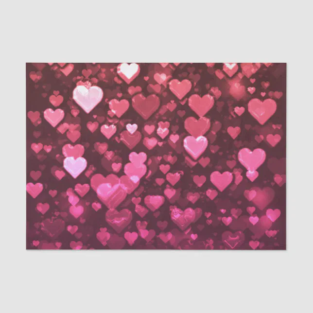 Pink Bokeh Hearts Digital Background Wallpaper Tissue Paper | Zazzle