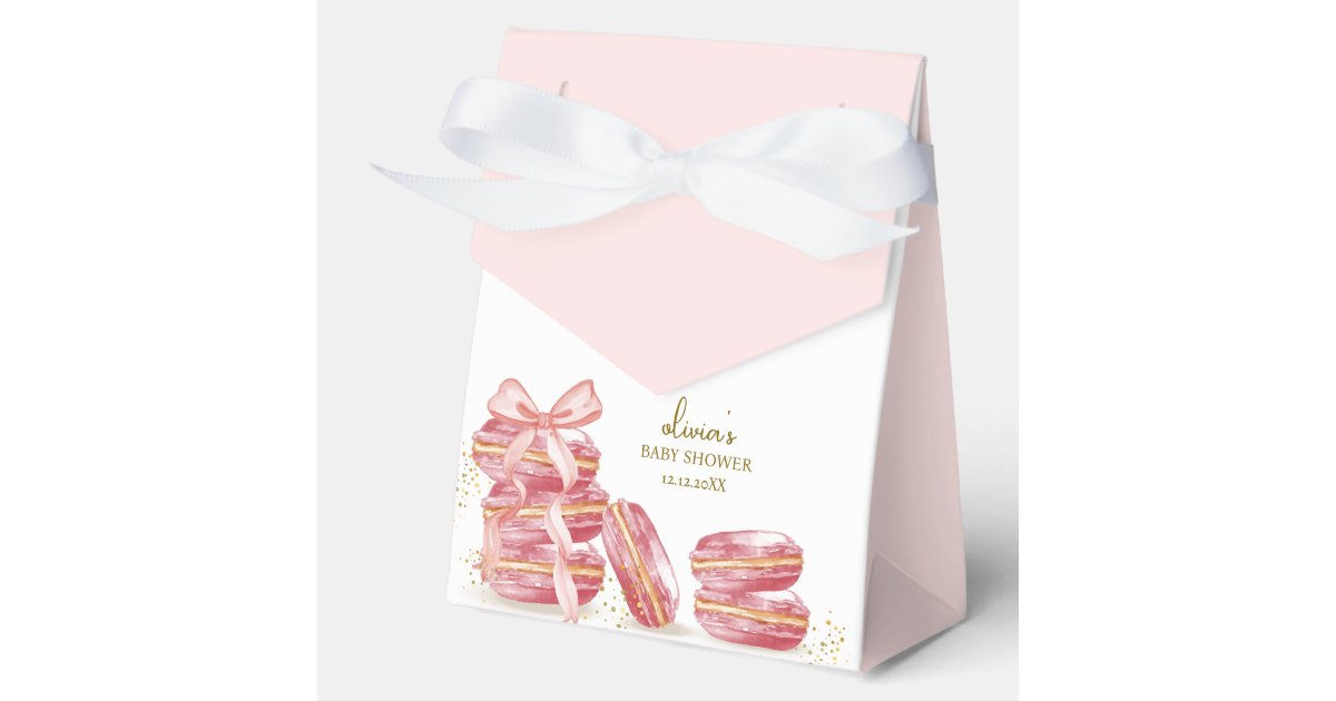 Pink Bonjour Bébé French Macarons Baby Shower Favor Boxes | Zazzle