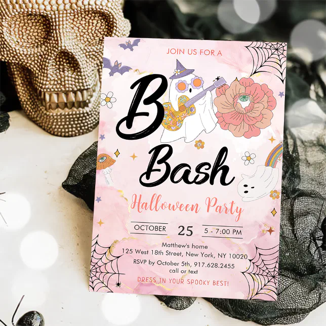 Pink Boo Bash Halloween Party Invitation | Zazzle