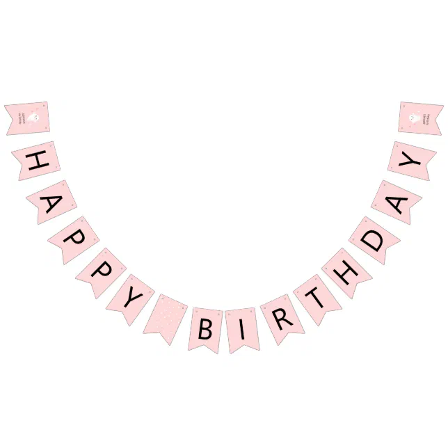 Pink Boo Happy Birthday Party Decor Bunting Flags | Zazzle