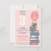 Pink Book Birthday Party Reading Invitation | Zazzle