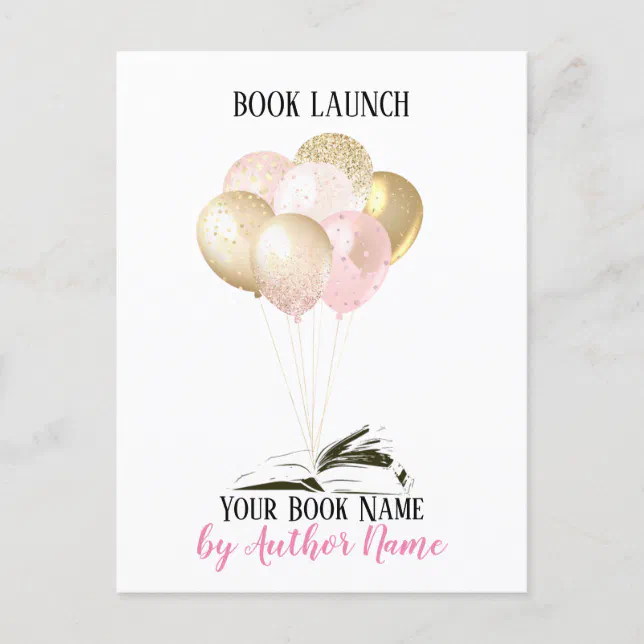 Pink Book Launch Party Invitation Postcard | Zazzle