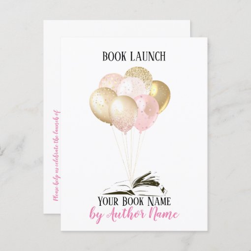 Pink Book Launch Party Invitation Postcard | Zazzle