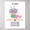 Pink Bookworm Theme Poster | Zazzle