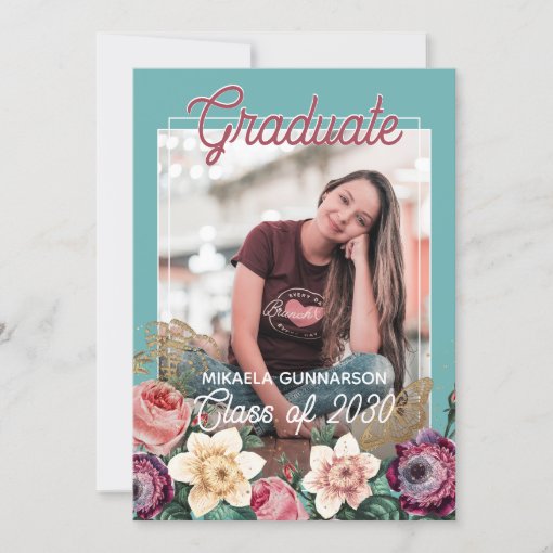 Pink Botanical Floral Boho Graduation Announcement | Zazzle