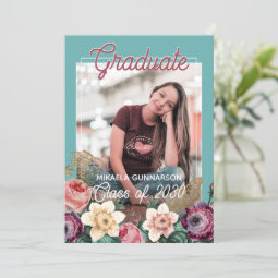 Pink Botanical Floral Boho Graduation Announcement | Zazzle