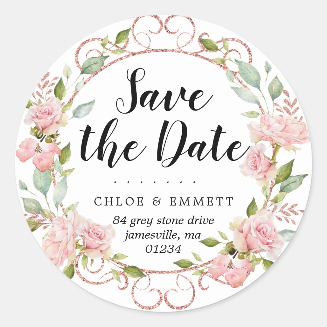 Pink Botanical Save the Date Return Address Labels | Zazzle