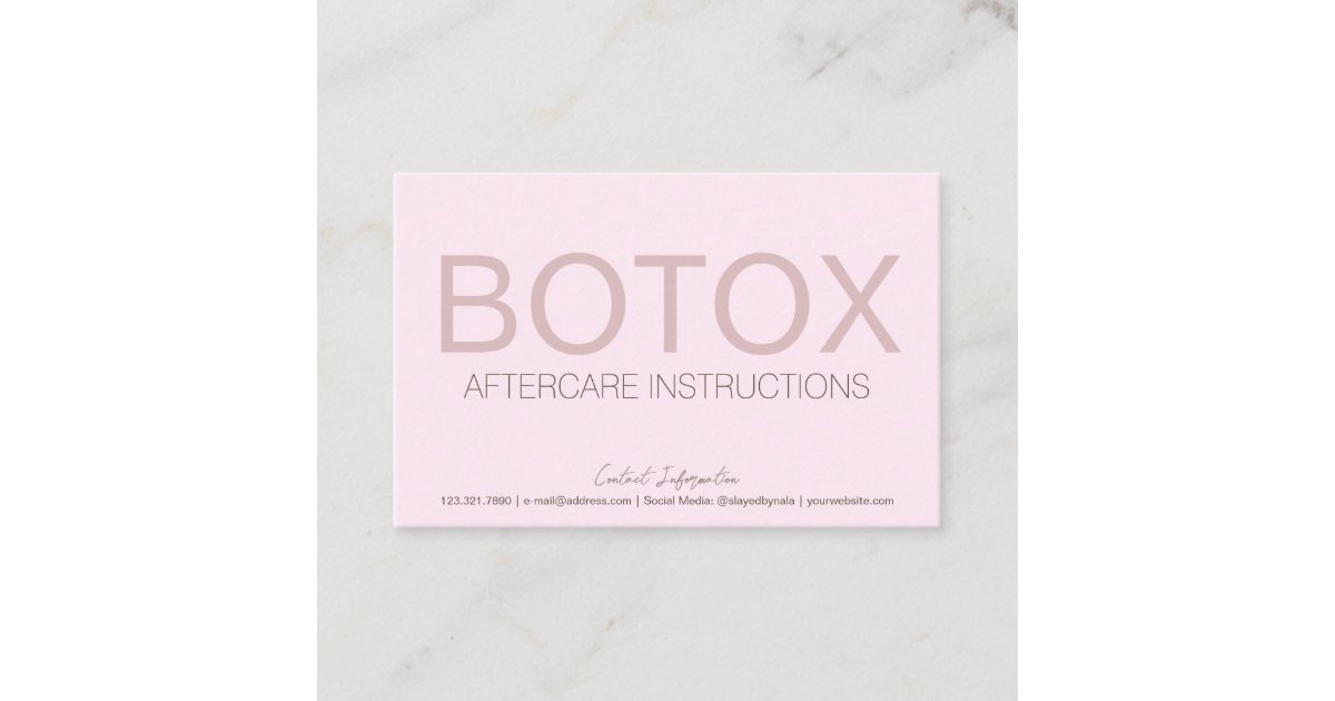 Pink Botox Filler Instruction Aftercare Card | Zazzle