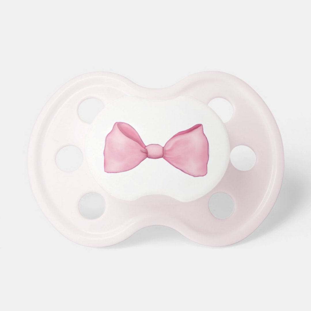 Pink Bow Baby Girl Pacifier | Zazzle