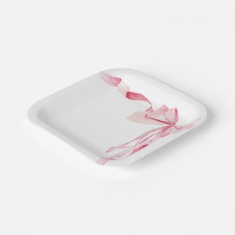 Pink Bow Baby Shower, Baby Shower, It's A Girl, Paper Plates | Zazzle