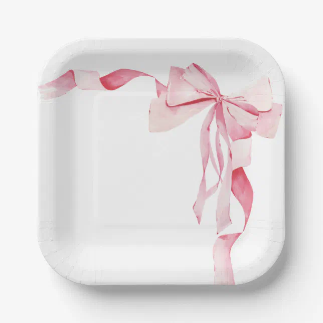 Pink Bow Baby Shower, Baby Shower, It's A Girl, Paper Plates | Zazzle