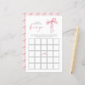 Pink Bow Baby Shower Bingo Blush Ribbon Girl Game | Zazzle