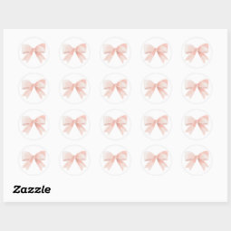 Pink Bow Baby Shower Classic Round Sticker | Zazzle