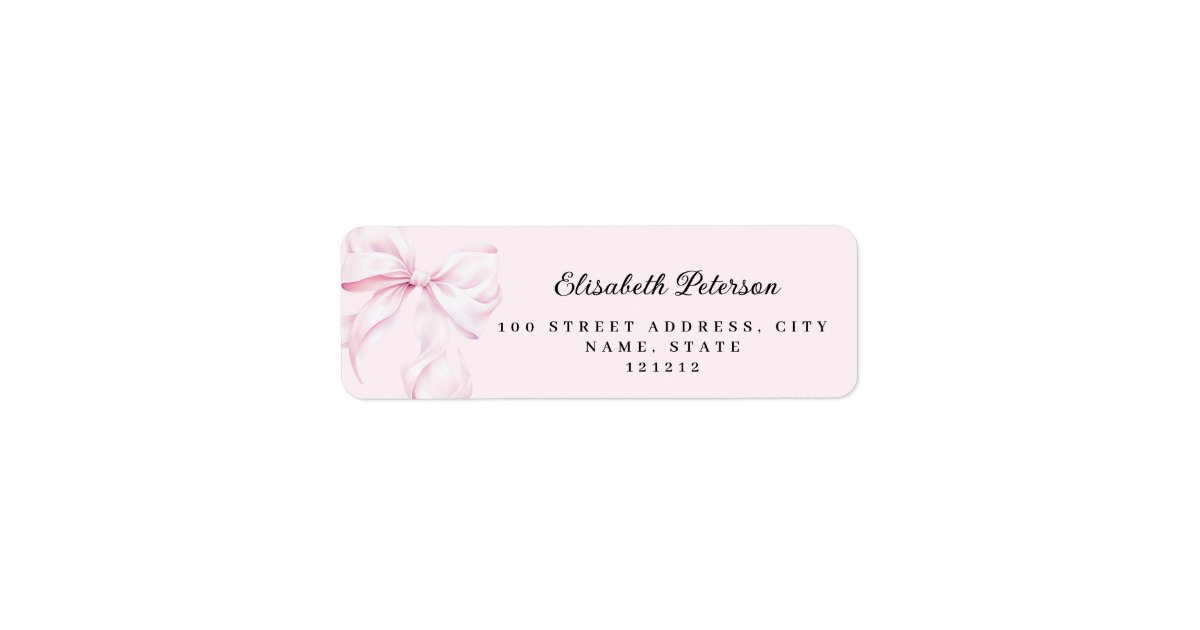 Pink Bow Baby Shower Return Address Label | Zazzle