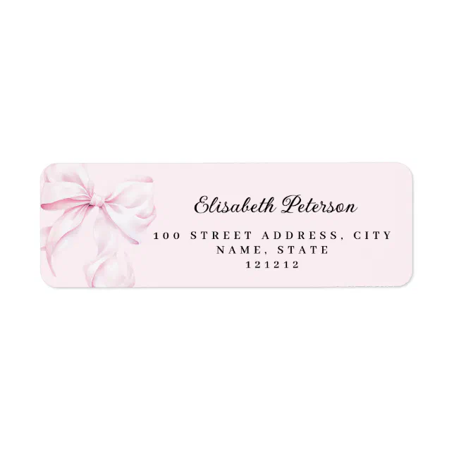 Pink Bow Baby Shower Return Address Label | Zazzle