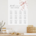 Pink Bow Baby Shower Seating Chart Poster | Zazzle