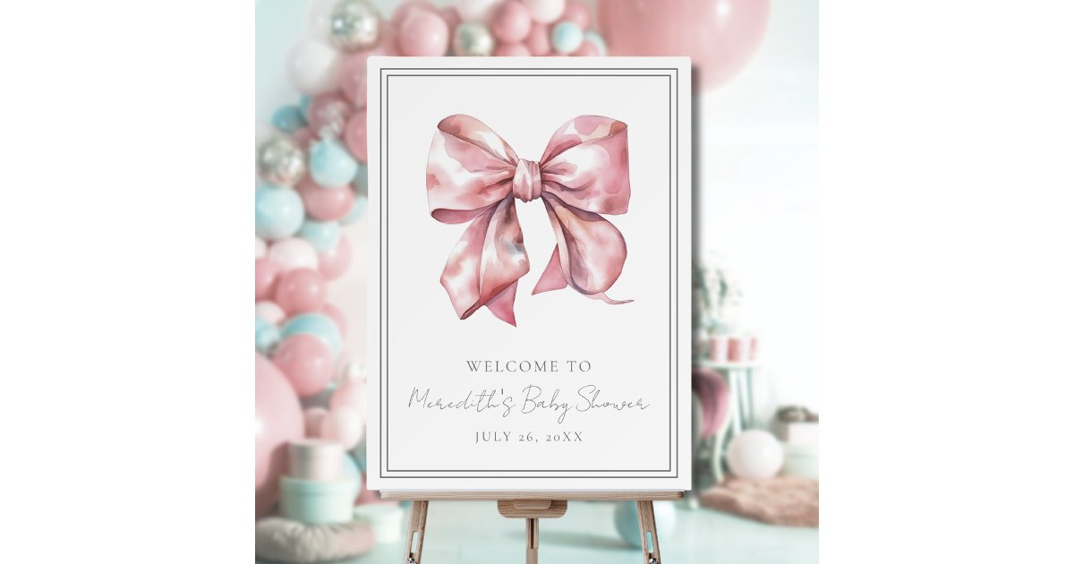 Pink Bow Baby Shower Welcome Sign | Zazzle