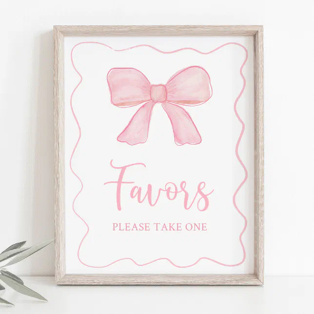 Pink Bow Birthday Party Favor Sign | Zazzle