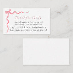 Pink Bow Books for Baby Enclosure Card | Zazzle