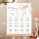Pink Bow Bridal Shower Seating Chart Foam Board | Zazzle