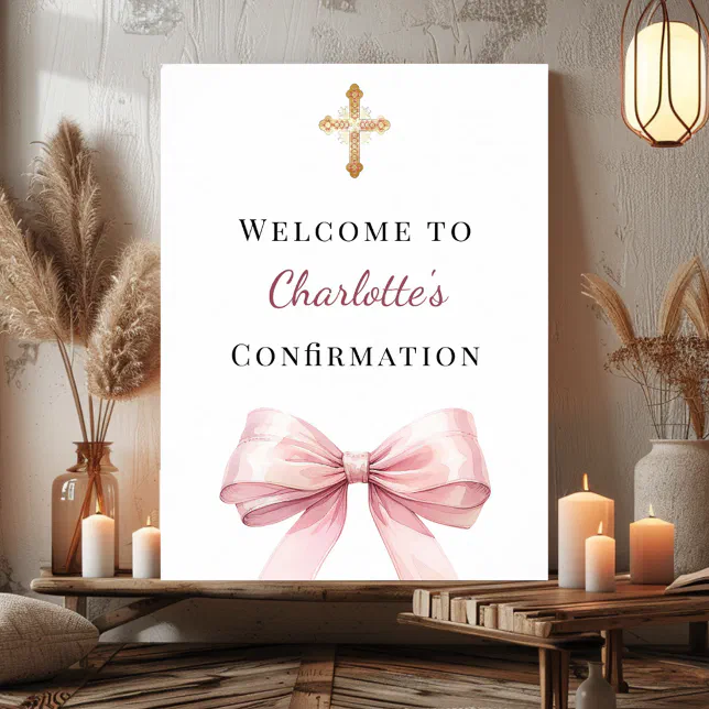 Pink bow Confirmation welcome Poster | Zazzle