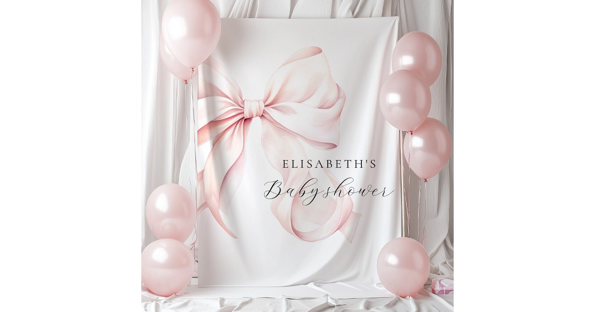 Pink Bow Coquette Baby Shower Backdrop | Zazzle