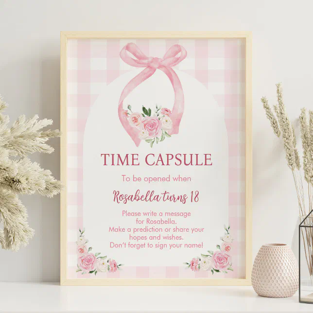 Pink Bow Coquette Birthday Time Capsule Poster | Zazzle