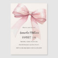 Pink bow cream elegant SWEET 16 luxury Magnetic Invitation | Zazzle