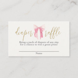 Pink Bow Diaper Raffle Enclosure Card | Zazzle