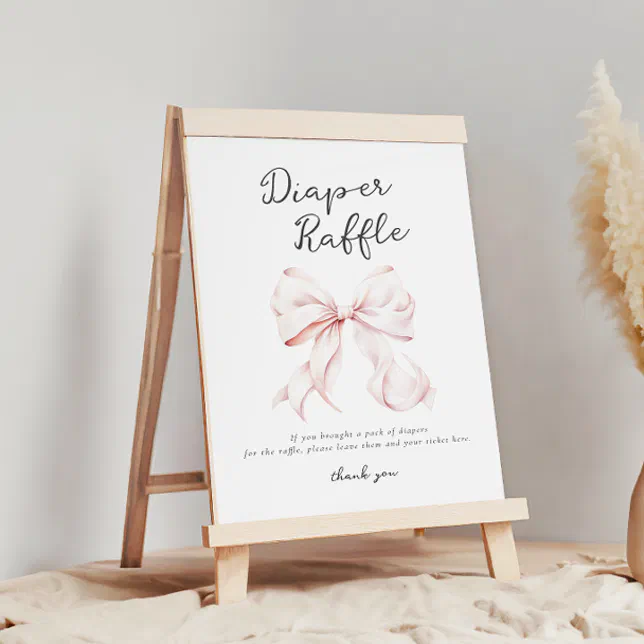 Pink Bow Diaper Raffle Table Sign | Zazzle