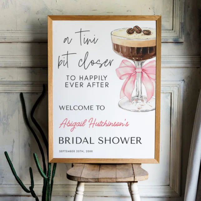 Pink Bow Espresso Martini Bridal Shower - 18x24 Poster | Zazzle