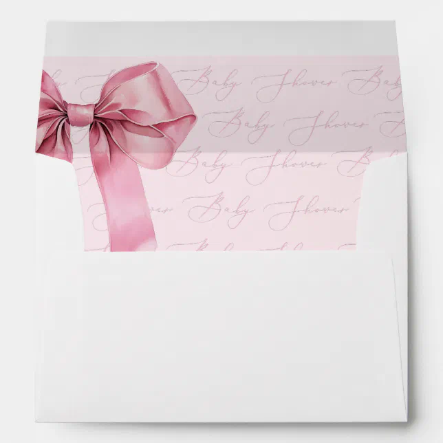 Pink Bow Girl Baby Shower Envelope | Zazzle